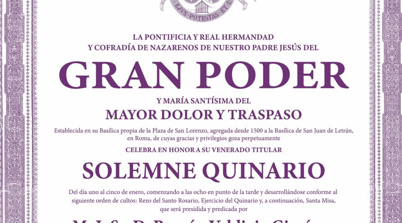 Solemne Quinario a Nuestro Padre Jesús del Gran Poder | Hermandad del Gran Poder | Web Oficial
